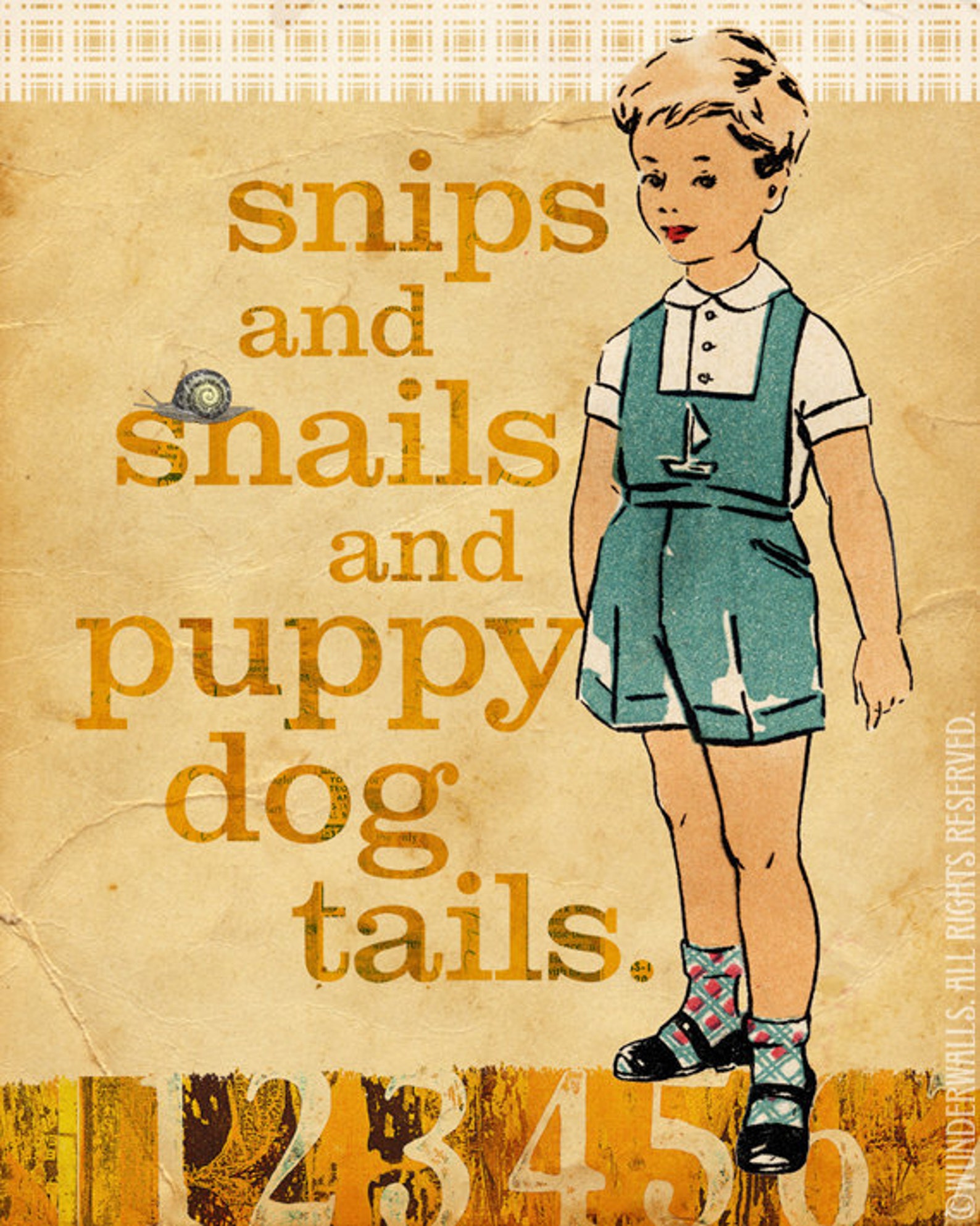 Boy Paper Doll Snail Puppy Dog Tails for Child's Room Large 16" X 20 ...