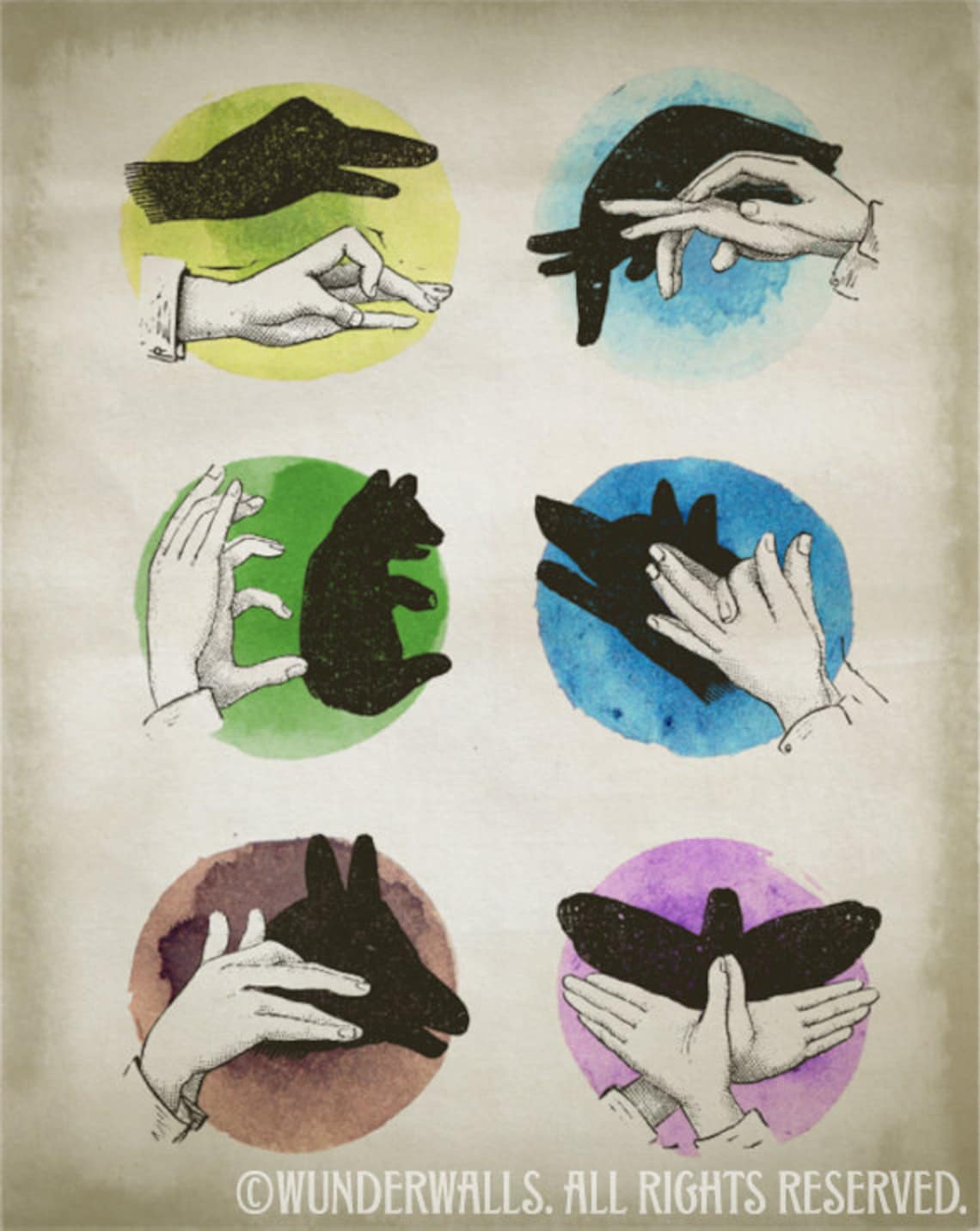 Shadow Puppets Cool Watercolor Dots on Antiqued Paper 16" X 20" Canvas ...