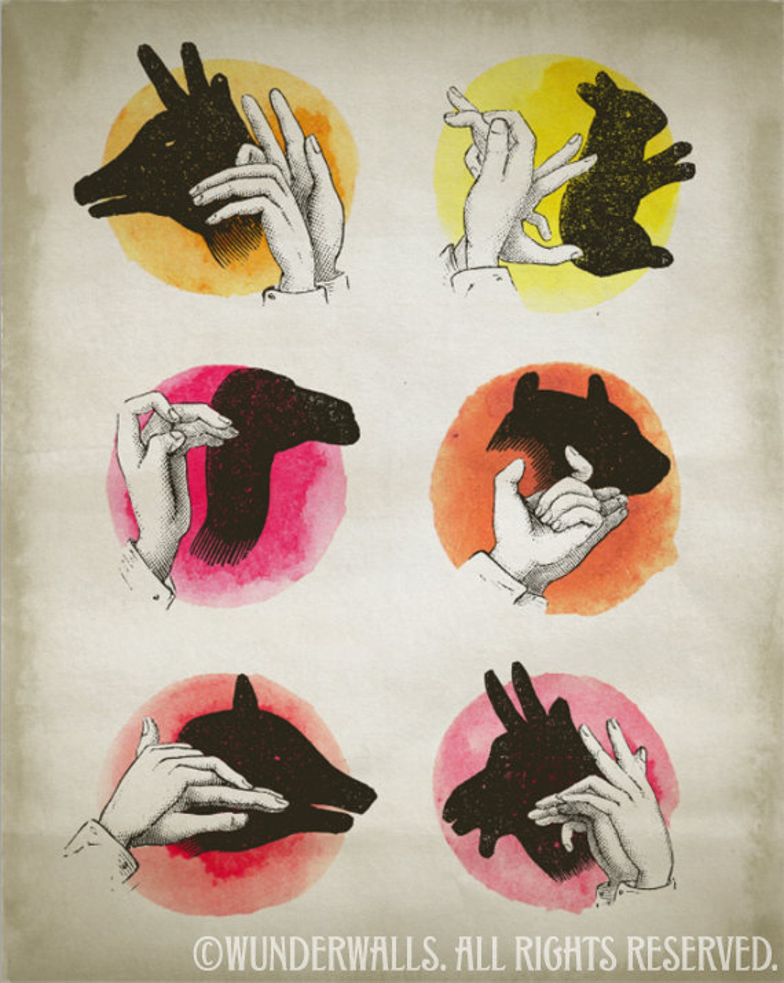 Shadow Puppets Cool Watercolor Dots on Antiqued Paper 16" X 20" Canvas ...