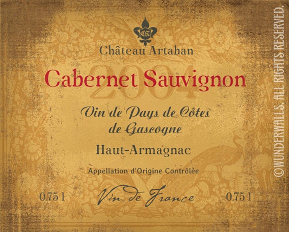 Wine Label Italian Rustic Vineyard Rosso Piceno Large 20" X 16" Canvas ...