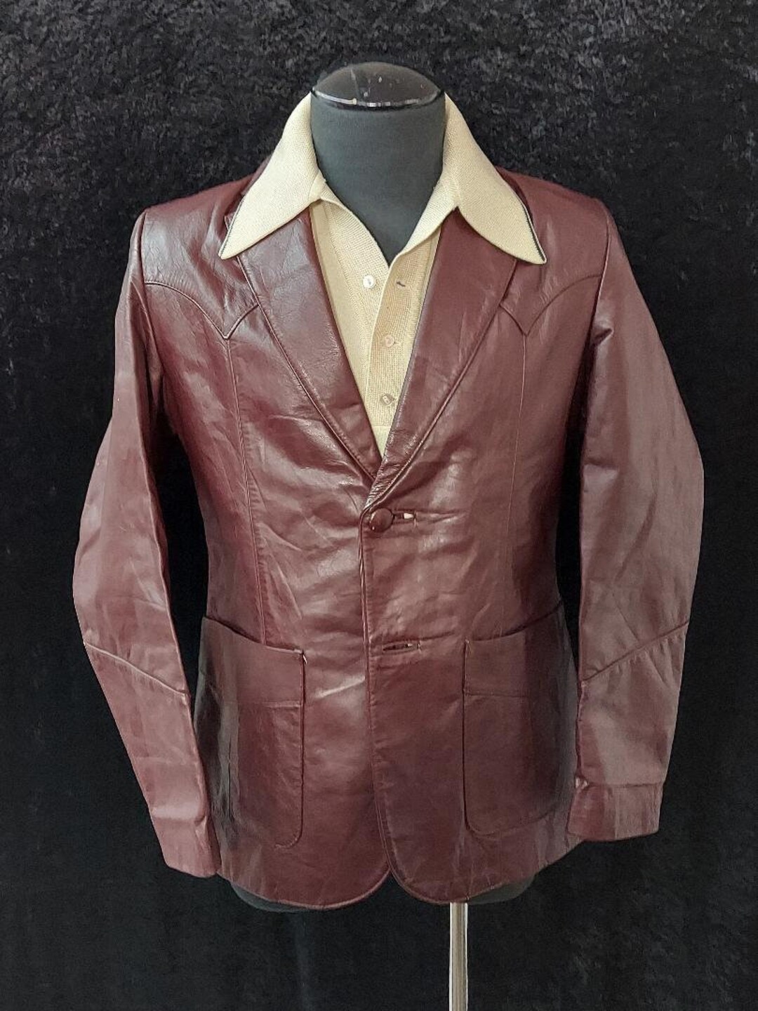 Vintage 60's Belt Back Dark Chocolate Leather Jacket With Reverse Pleat ...