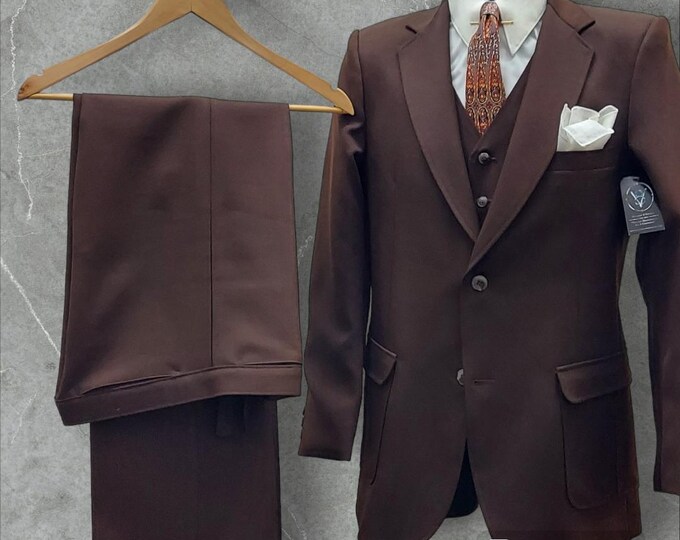 1970's Does 1930's With Brown 3pc Angel's Flight Suit Belted Back Size ...