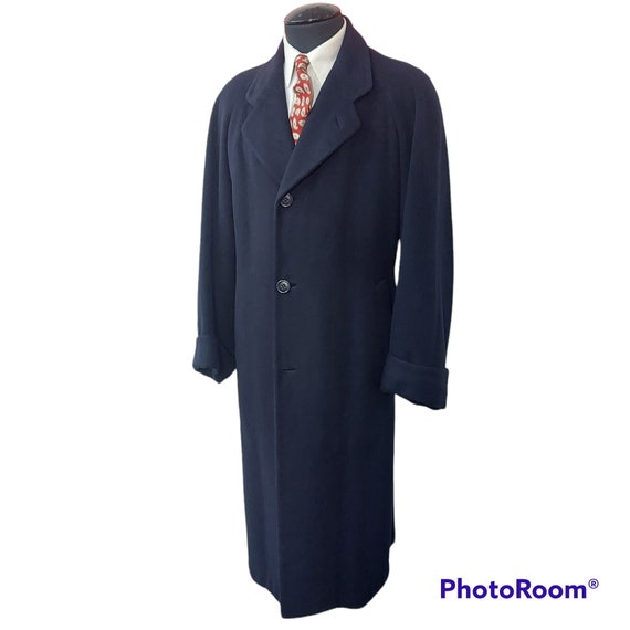 Rare Vintage 1940's Oviatt Dark Blue Overcoat Size L … - Gem