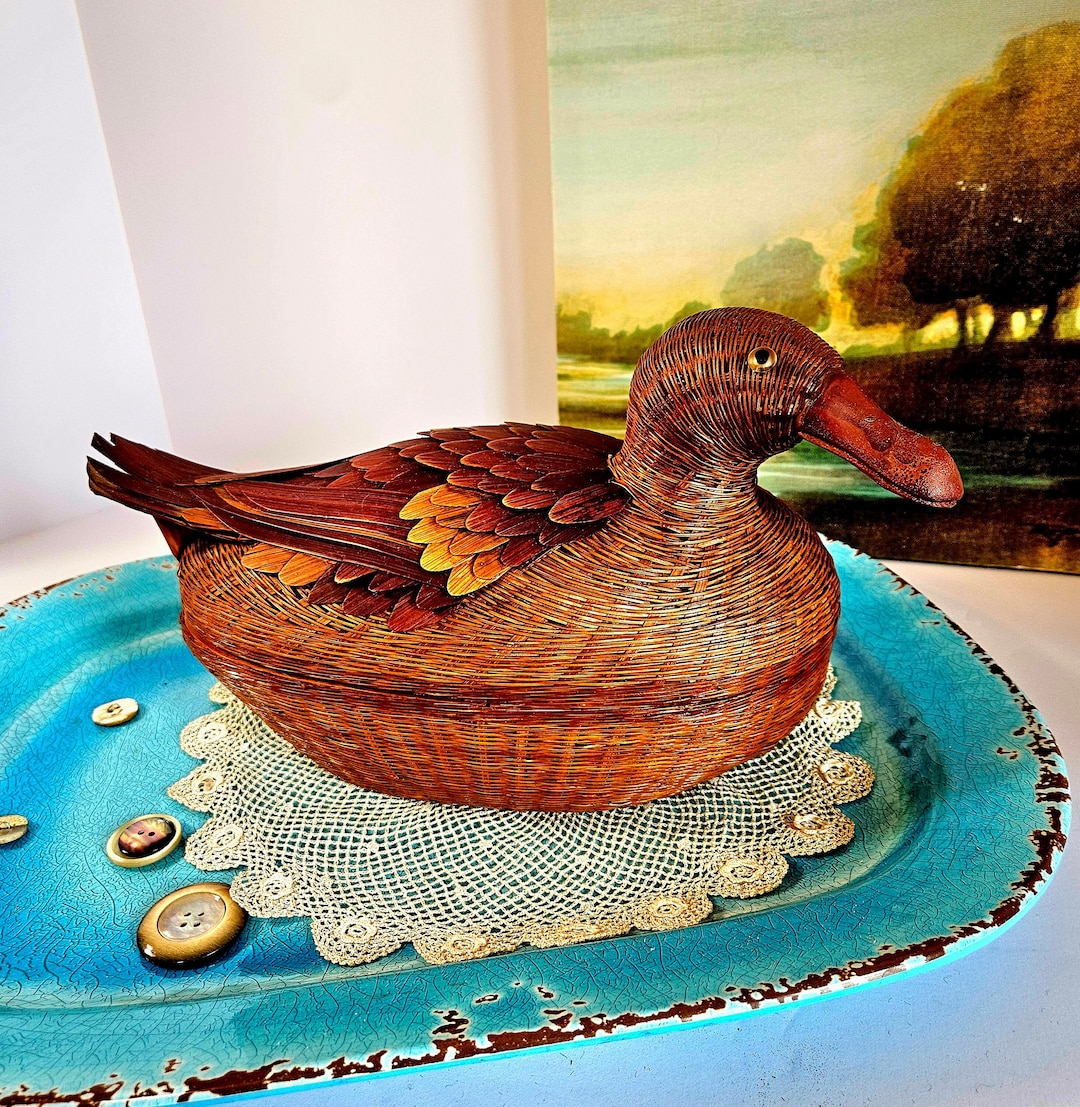 Antique Chinese Duck Basket, 1960s, by Shanghei Handicrafts, Incredible ...