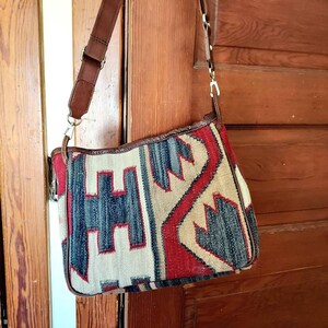 Vintage Native American Motif Purse, Pendelton Style Handbag, Leather ...