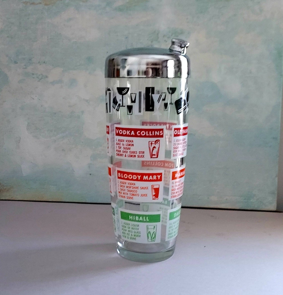 Vintage Cocktail Shaker 50s Mid Century Classic Drinks - Etsy