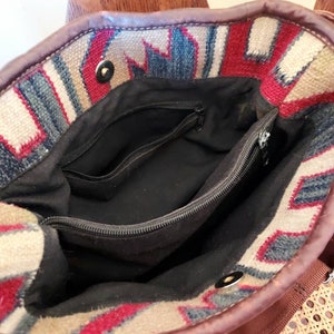 Vintage Native American Motif Purse, Pendelton Style Handbag, Leather ...
