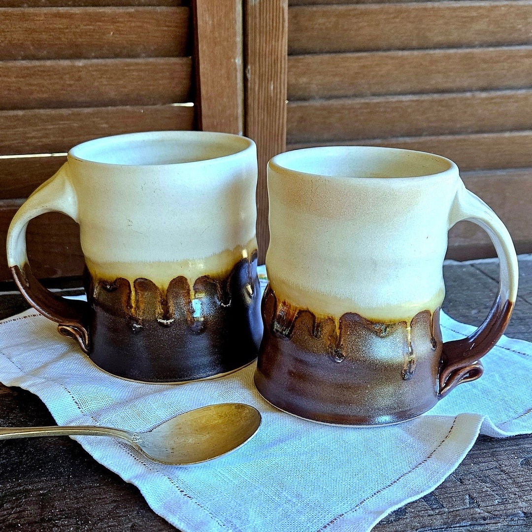 Matching Porcelain Pottery Mugs, Yummychocolate on White Glaze, US ...