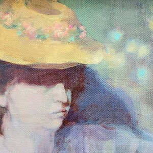 Small Impressionist Painting, Woman in Bonnet, Professionally Framed ...