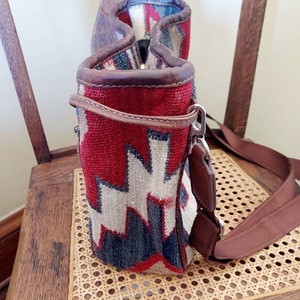 Vintage Native American Motif Purse, Pendelton Style Handbag, Leather ...