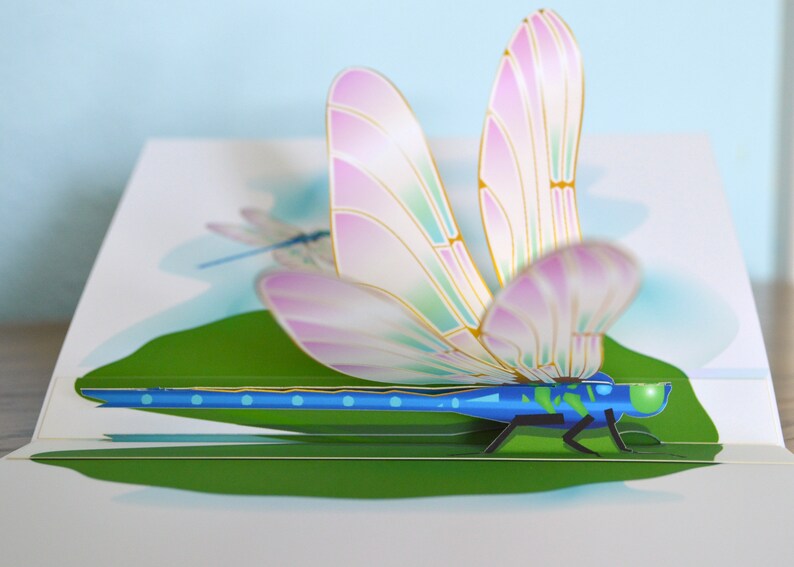 3D Dragonfly Pop-up Card Any Occasion Card Dragonfly on a Lily Pad - Etsy