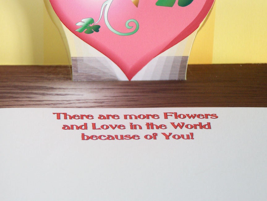 Mothers Day Card Popup Flowers Card in Heart Vase 3D Gerber - Etsy