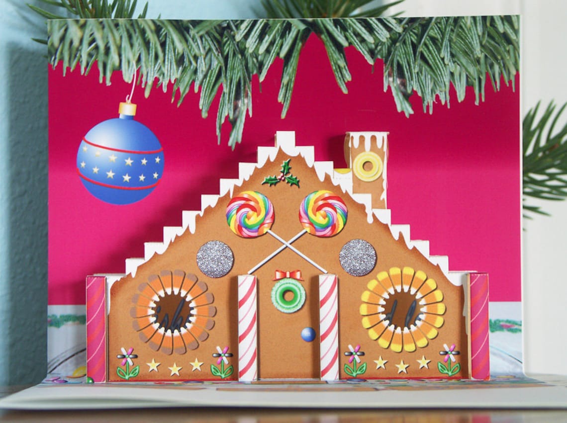 Pop up Gingerbread House Card With Candy and Frosting - Etsy