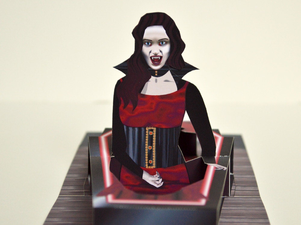 Pop up Halloween Card With Vampiress in Coffin Halloween Vampire Card ...