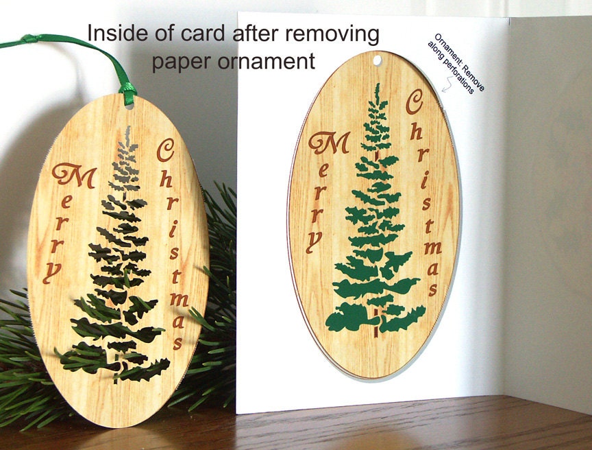Christmas Ornament Holiday Card With Two Paper Cut Ornaments - Etsy
