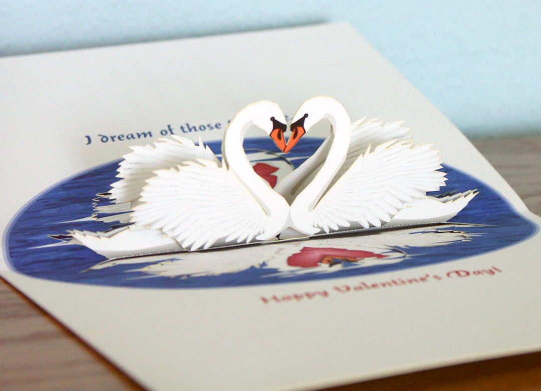 Popup Swans Card Reflect on Special Moments 3D Swan Card - Etsy