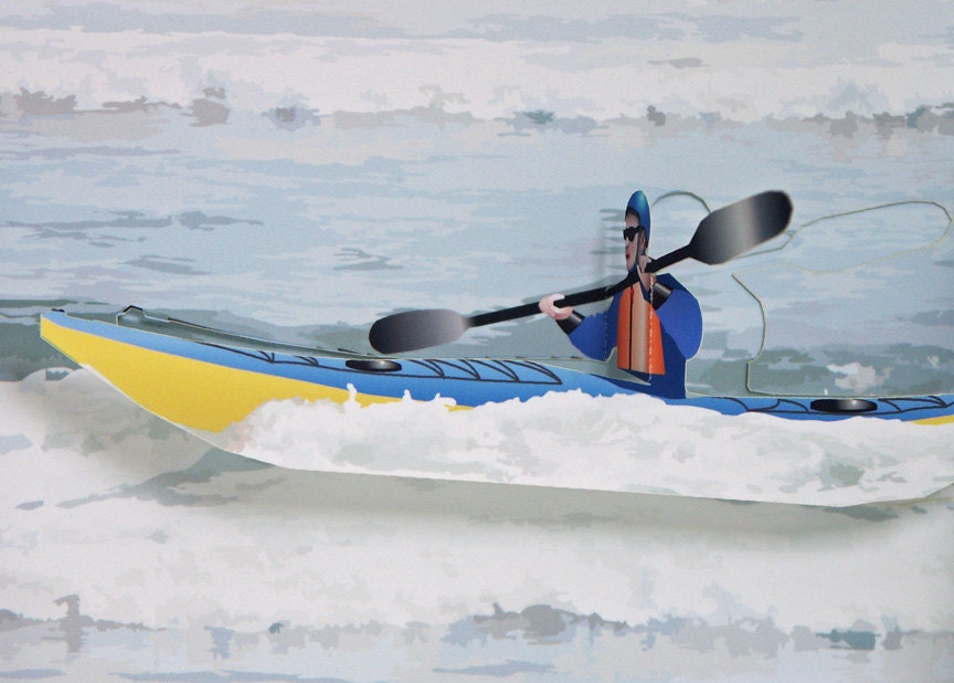 3D Pop up Kayak Card Ocean Paddler Any Occasion Greeting Card - Etsy