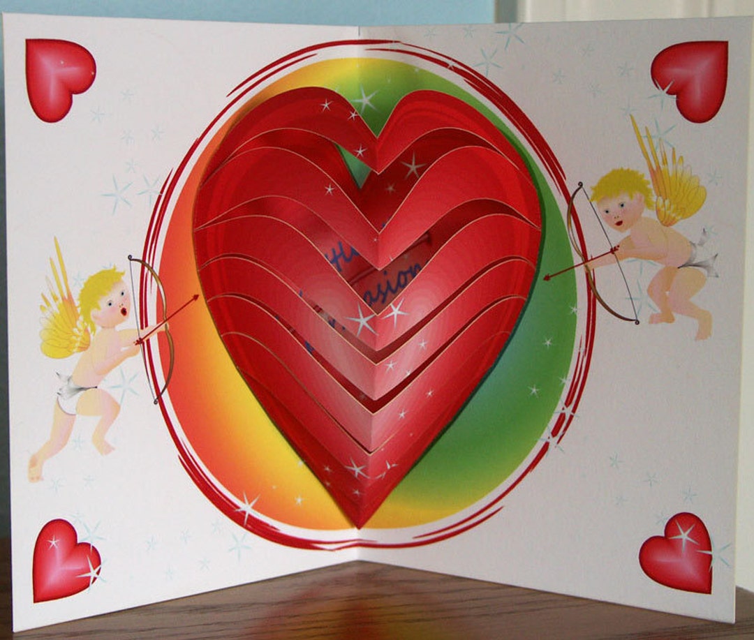 Pop-up Valentine Card With Cupids and Valentine Card With 3D Heart - Etsy