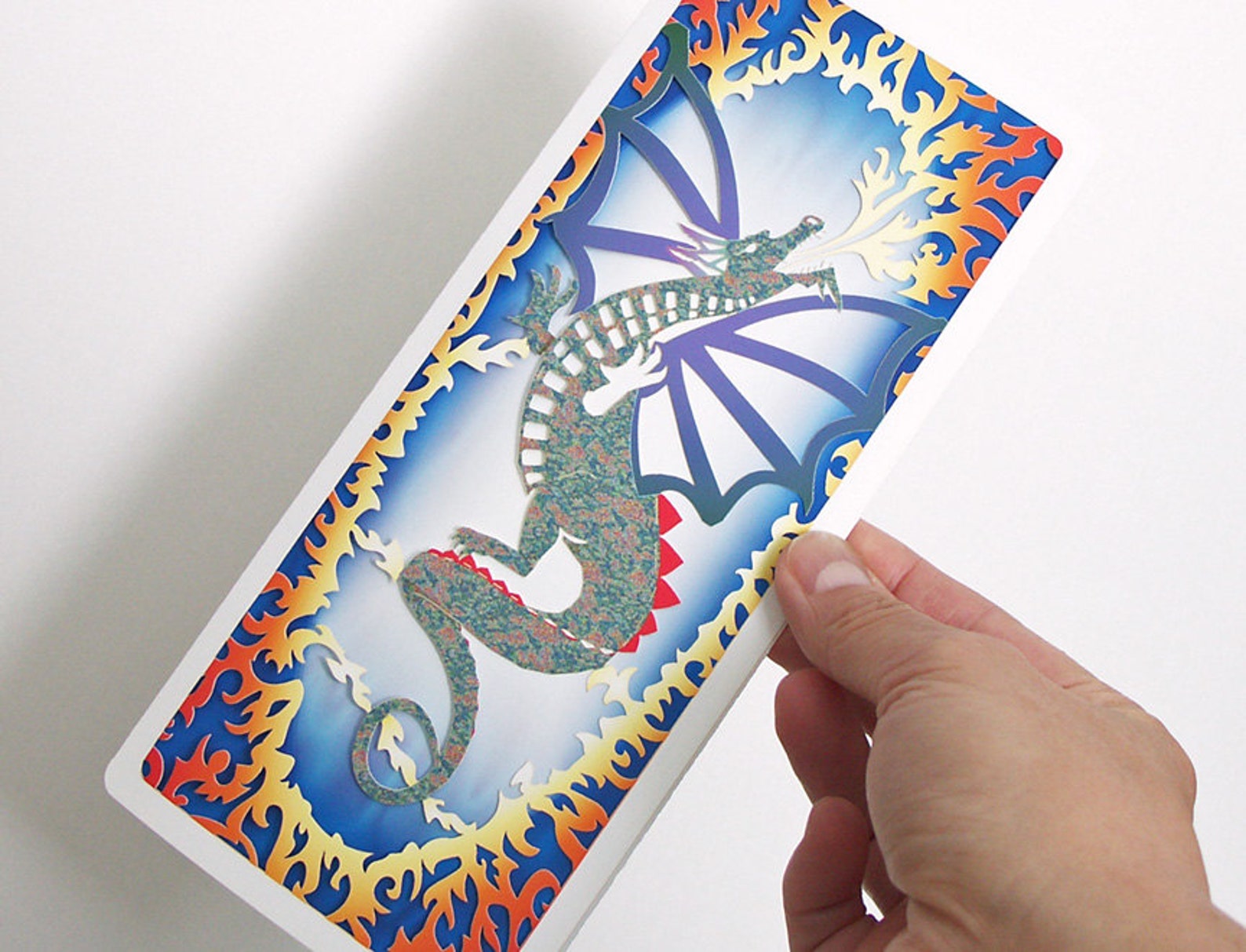 Dragon Card Papercut Any Occasion Fire Breathing Flying Dragon Card - Etsy