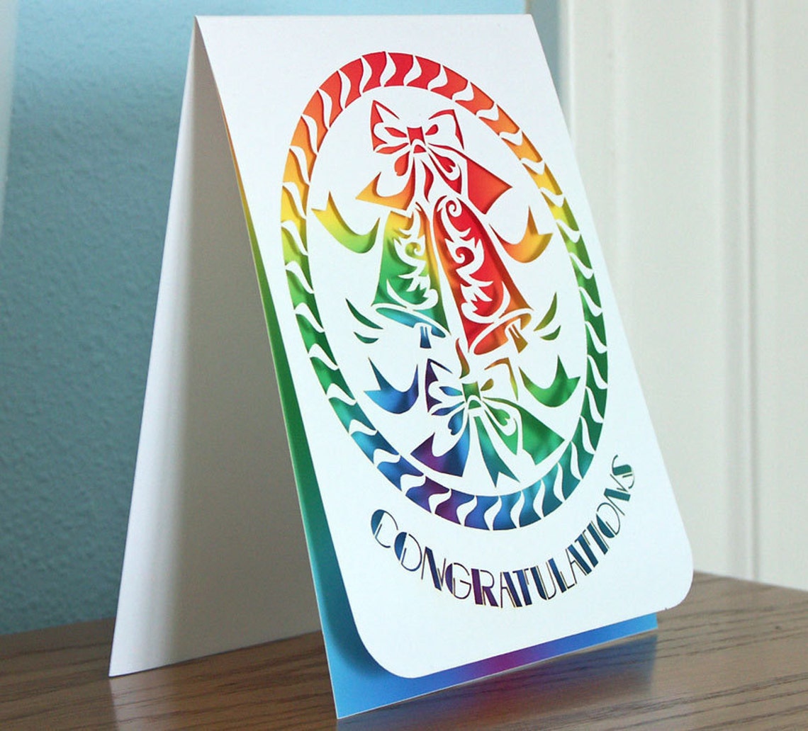 Congratulations Card Papercut With Rainbow Swirl - Etsy