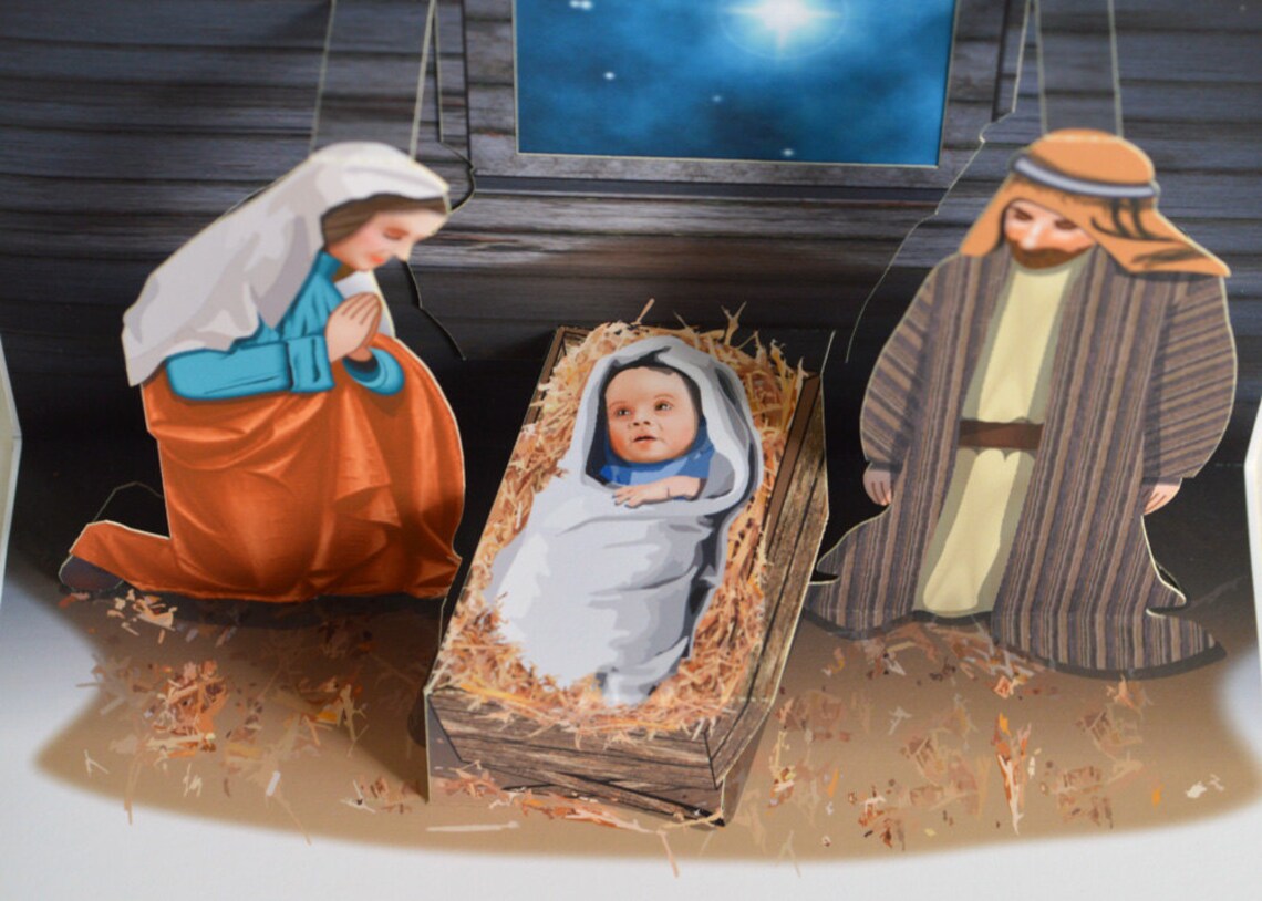 Pop up Nativity Scene Christmas Card Popup Christmas Card With Jesus in ...