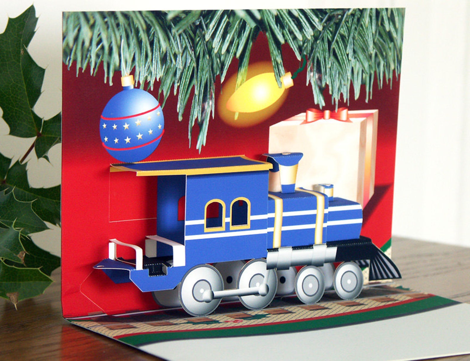 Pop up Christmas Card 3D Blue Train Engine Card - Etsy