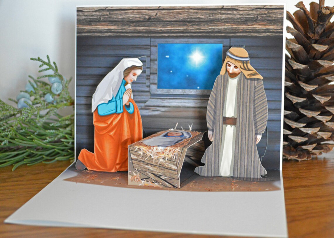Pop up Nativity Scene Christmas Card Popup Christmas Card With Jesus in ...