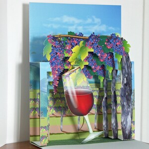 Pop up Card Celebrate Winemaking Vineyard With Wine Glass - Etsy