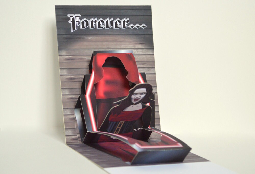 Pop up Halloween Card With Vampiress in Coffin Halloween Vampire Card ...
