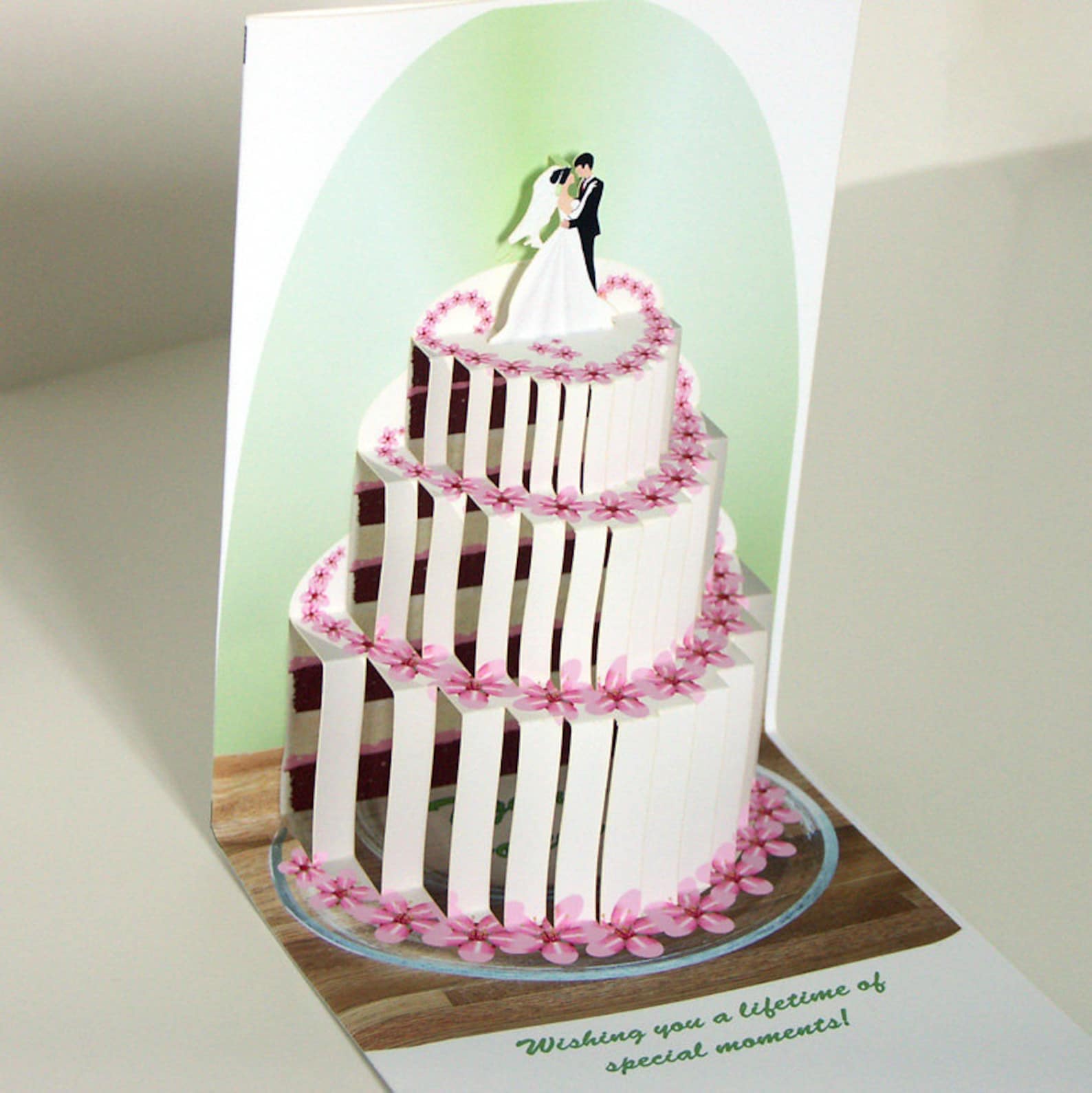 Pop up Wedding Cake Card Wedding Cake With Bride and Groom Topper - Etsy