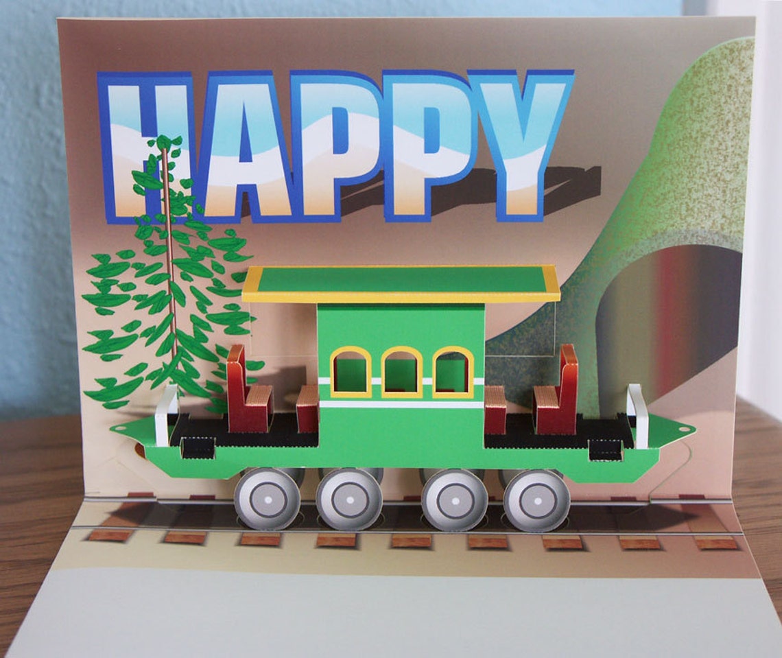 3D Pop-up Train Passenger Car Birthday Card - Etsy