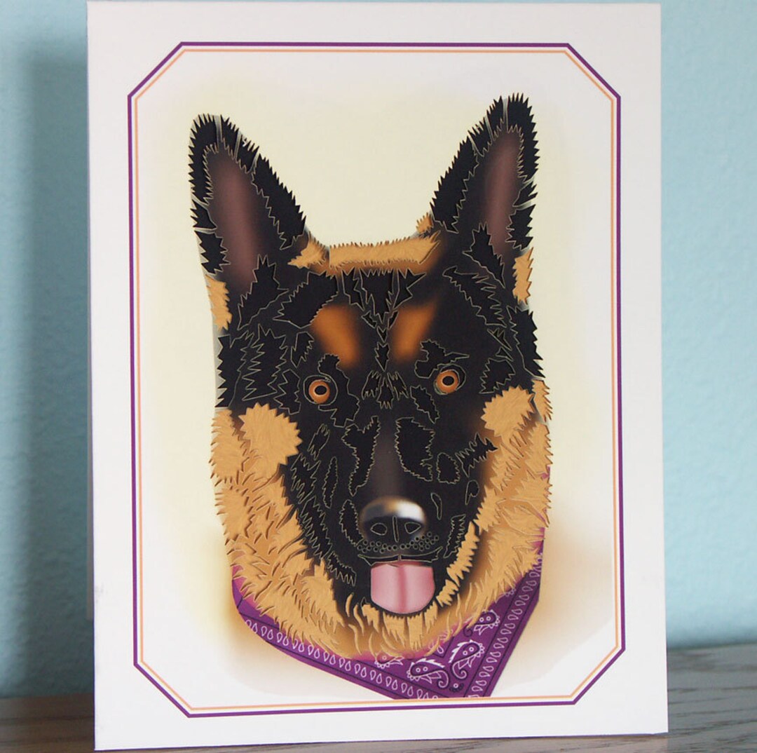 German Shepherd Dog Card Papercut Card Blank Inside - Etsy