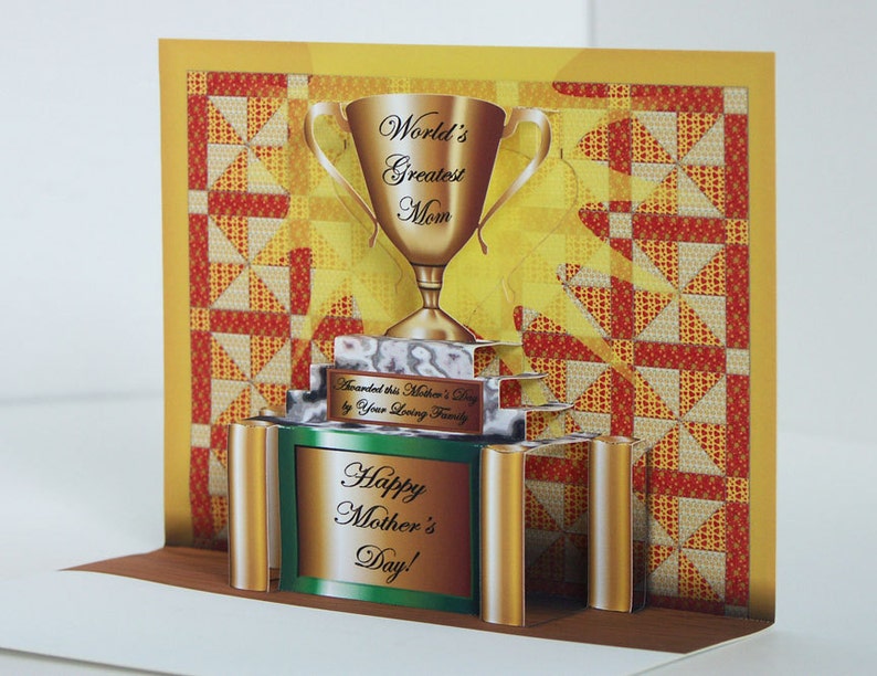3D Pop up Mothers Day Trophy Card Worlds Greatest Mom - Etsy