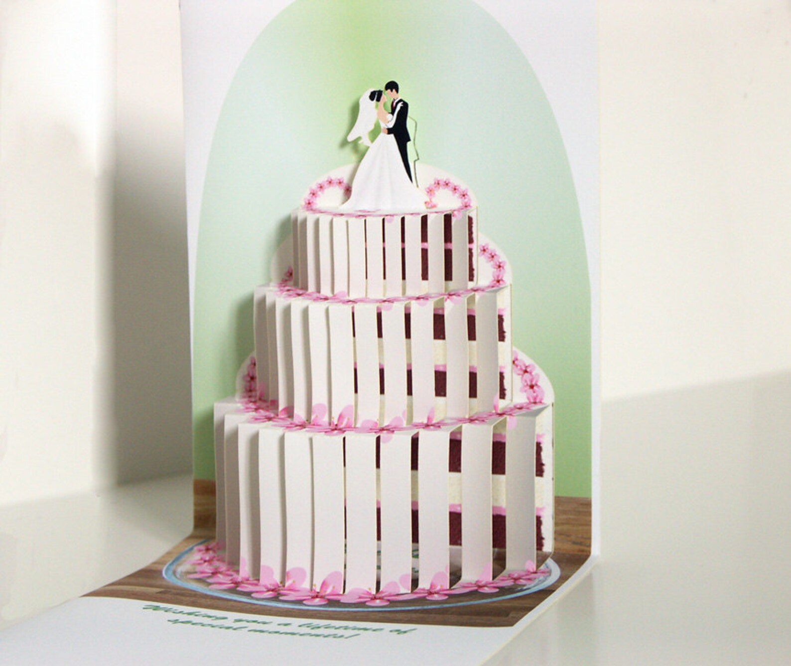 Pop up Wedding Cake Card Wedding Cake With Bride and Groom Topper - Etsy