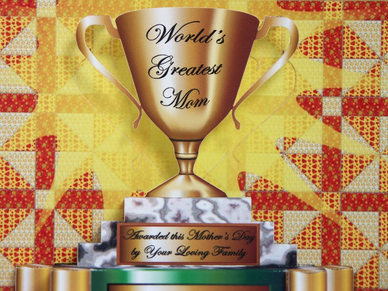 3D Pop up Mothers Day Trophy Card Worlds Greatest Mom - Etsy