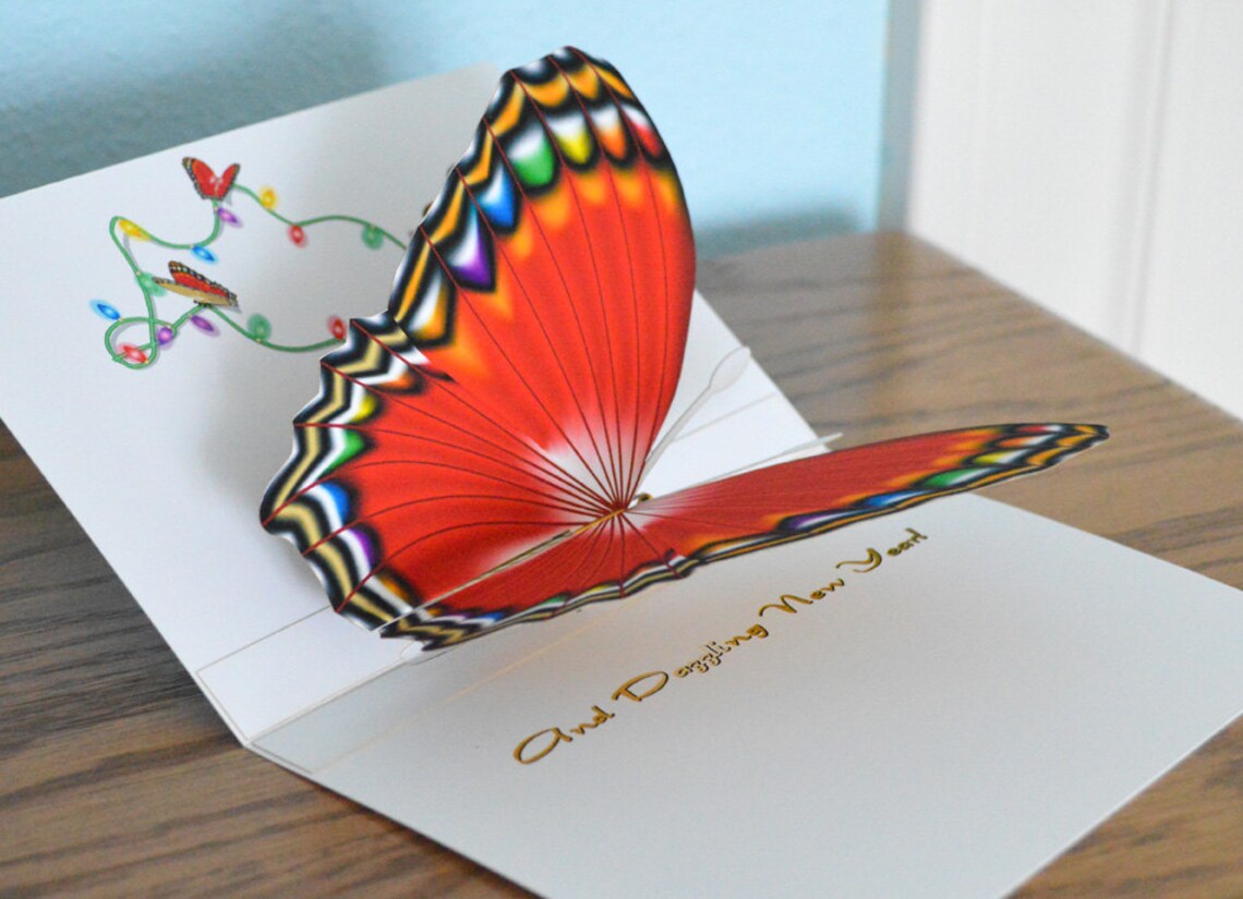 Pop up Christmas Butterfly Card Colorful Butterfly Christmas Card 3D ...