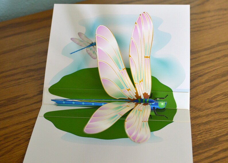 3D Dragonfly Pop-up Card Any Occasion Card Dragonfly on a Lily Pad - Etsy