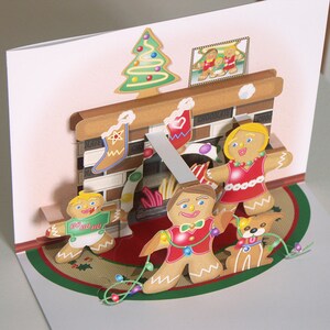 Pop up Gingerbread Family Card Merry Christmas Card - Etsy