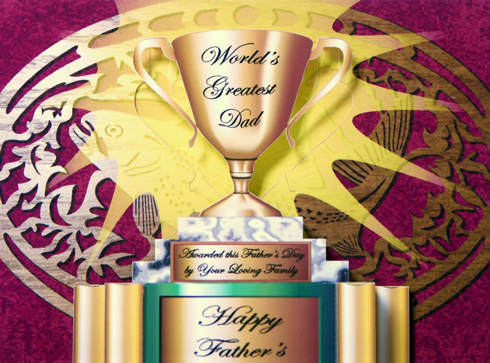 3D Pop up Fathers Day Trophy Card Worlds Greatest Dad - Etsy