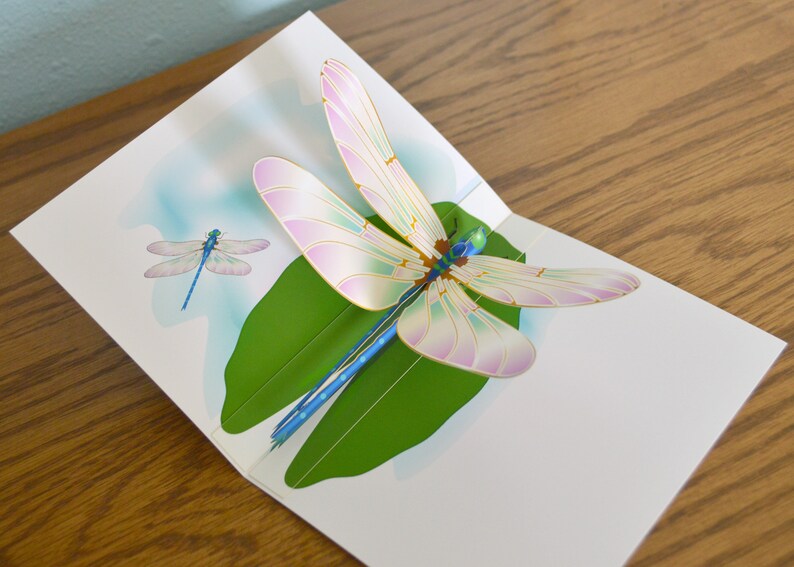3D Dragonfly Pop-up Card Any Occasion Card Dragonfly on a Lily Pad - Etsy