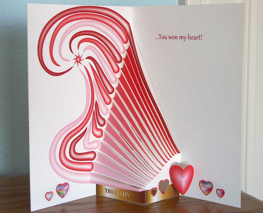 Pop up Valentine Card Pop-up Hearts and Streamers Valentines - Etsy