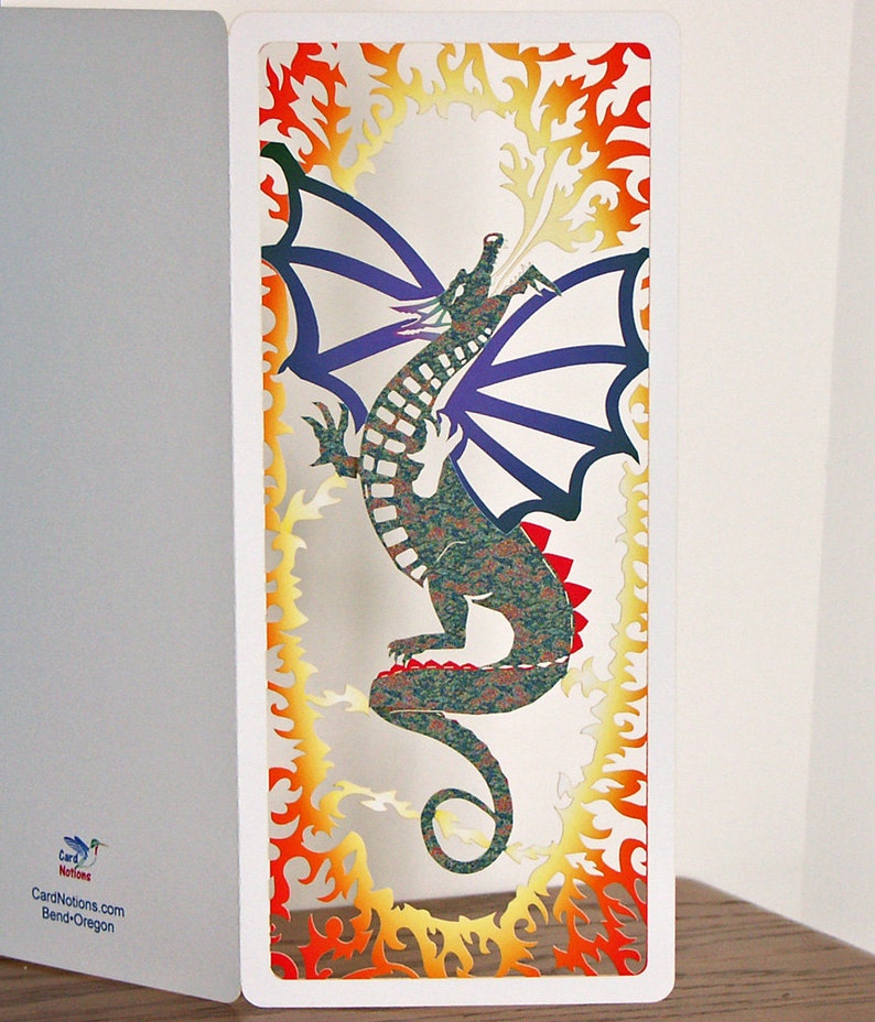 Dragon Card Papercut Any Occasion Fire Breathing Flying Dragon Card - Etsy