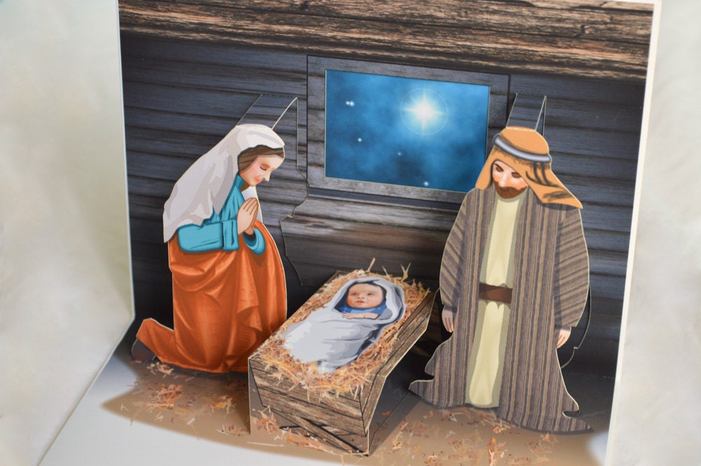 Pop up Nativity Scene Christmas Card Popup Christmas Card With Jesus in ...