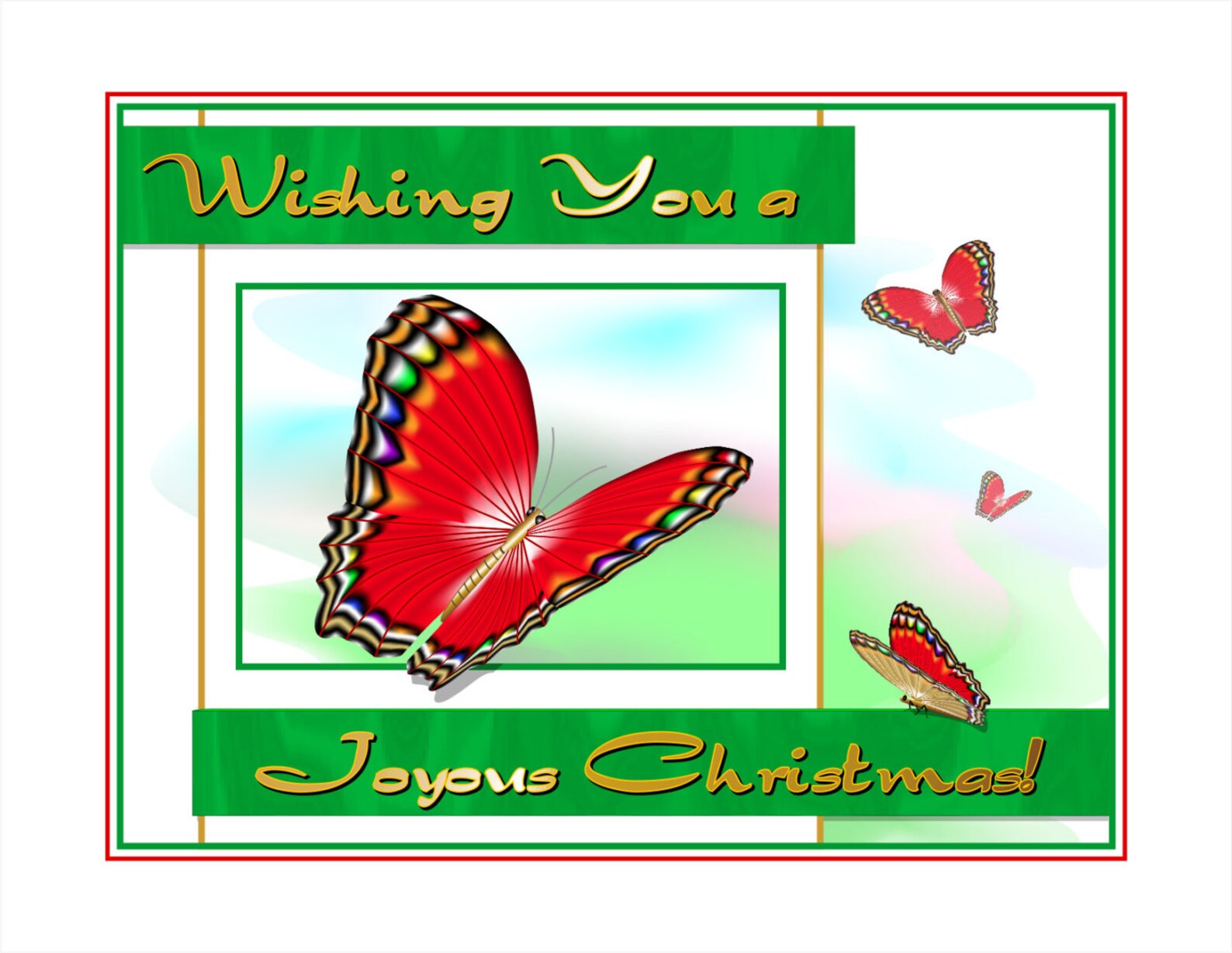 Pop up Christmas Butterfly Card Colorful Butterfly Christmas - Etsy