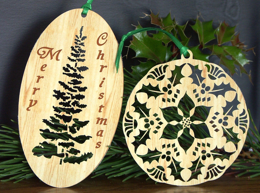 Christmas Ornament Holiday Card With Two Paper Cut Ornaments - Etsy