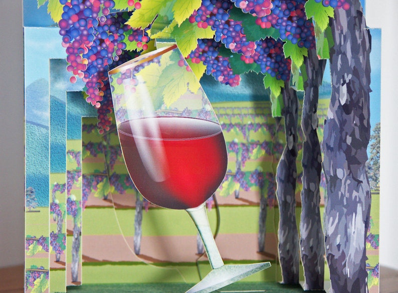 Pop up Card Celebrate Winemaking Vineyard With Wine Glass - Etsy