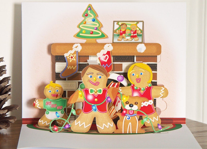 Pop up Gingerbread Family Card Merry Christmas Card - Etsy