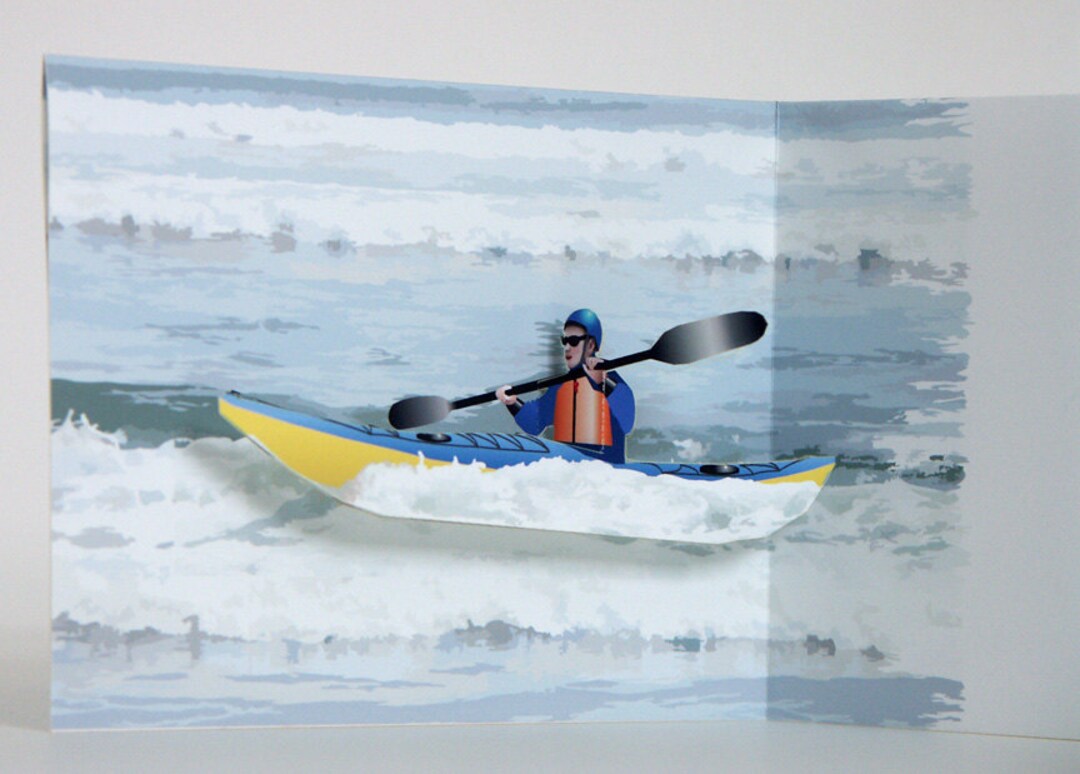 3D Pop up Kayak Card Ocean Paddler Any Occasion Greeting Card - Etsy