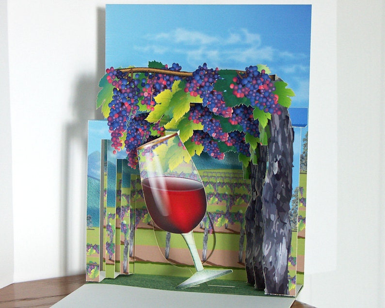 Pop up Card Celebrate Winemaking Vineyard With Wine Glass - Etsy