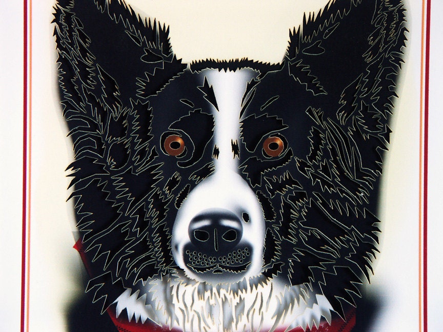 Border Collie Card Paper Cut Card Blank Inside - Etsy